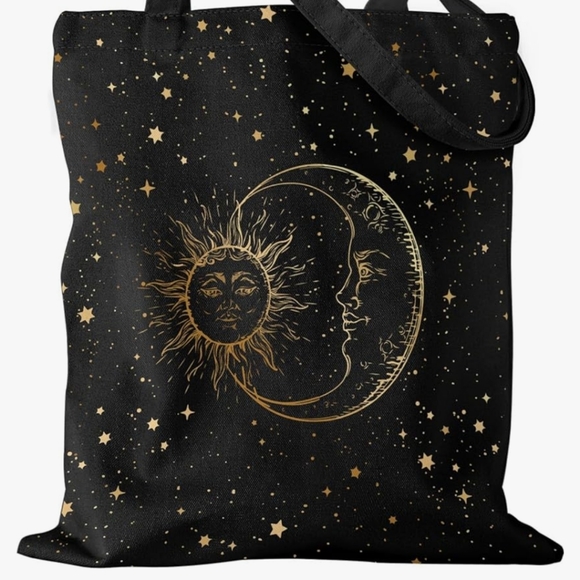 roses_garden | Bags | Celestial Cresent Moon Sun Black Gold Tote Bag ...